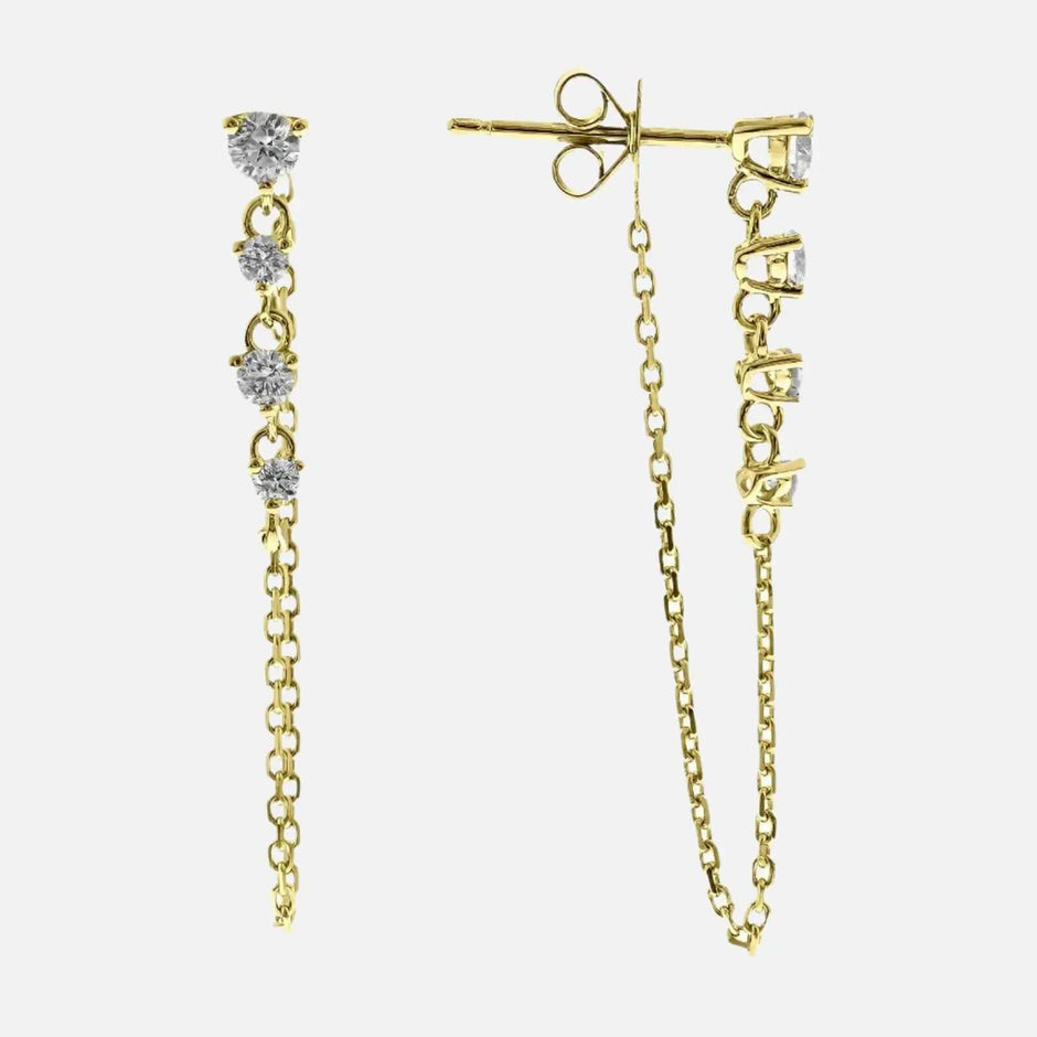 Diamond Chain Drop Earrings