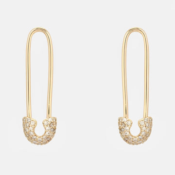 Diamond Safety Pin Earrings